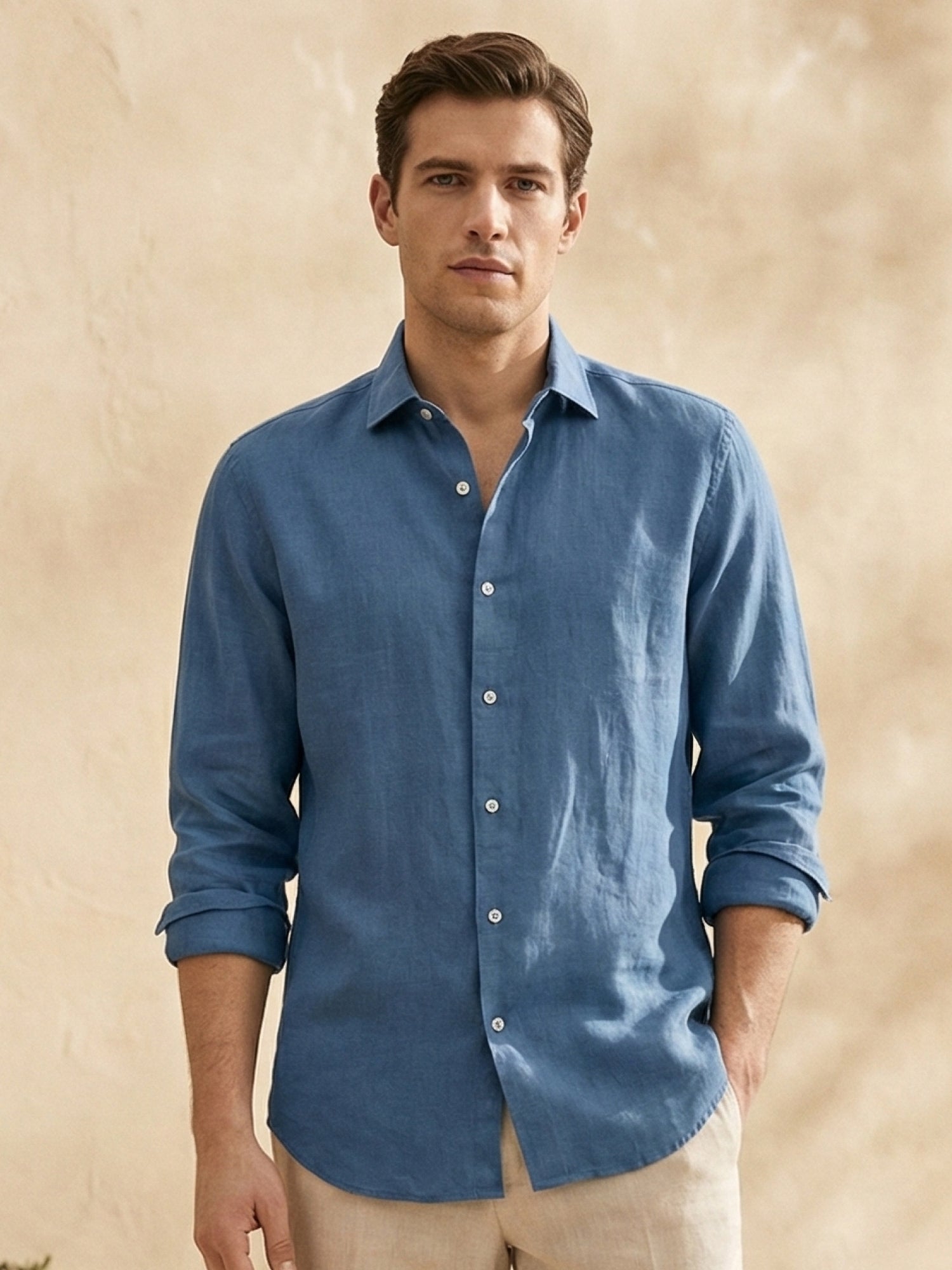 Dusty Blue 100% Pure Linen Shirt – Bhrata